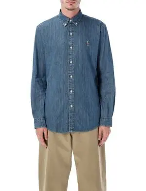 Ralph Lauren Blue Custom-fit Denim Shirt - Med Blue