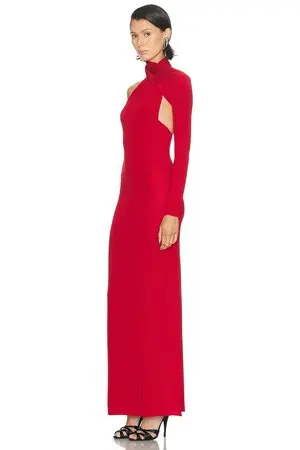 COURREGES One Shoulder Long Dress - Ruby