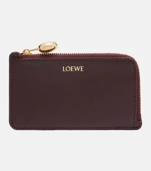 Loewe Pebble Leather Card Holder - Burgundy