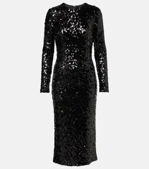 Dolce & Gabbana Sequined Midi Dress - Black