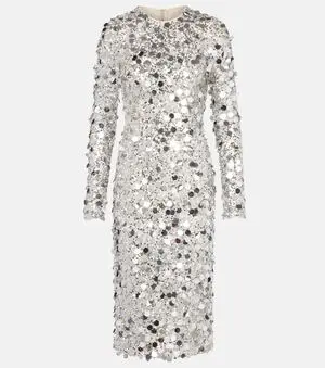 Dolce & Gabbana Sequin Midi Dress - Silver