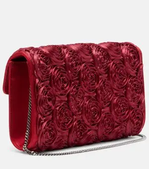 ROGER VIVIER Rose Vivier Embellished Satin Clutch - Red