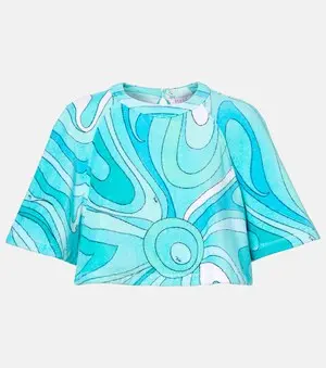 Emilio Pucci Iride Cotton Terry Crop Top