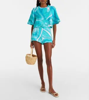 Emilio Pucci Iride Cotton Terry Crop Top