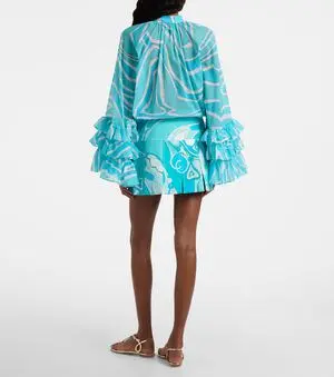 Emilio Pucci Orchidee Printed Gabardine Miniskirt