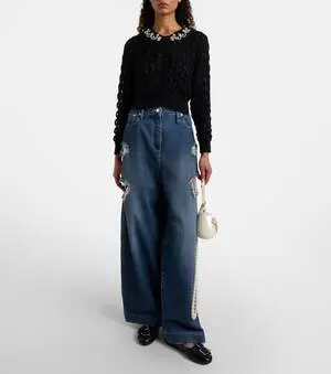 Simone Rocha Embellished Mohair-blend Cardigan