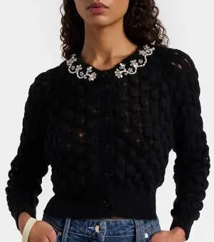 Simone Rocha Embellished Mohair-blend Cardigan