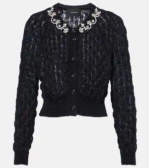 Simone Rocha Embellished Mohair-blend Cardigan - Black