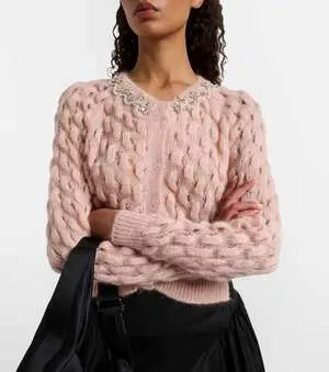 Simone Rocha Embellished Mohair-blend Cardigan - Pink