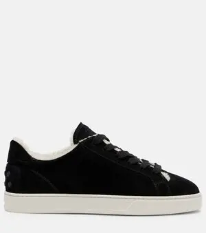 TOD'S Cassetta Shearling-lined Suede Sneakers - Black