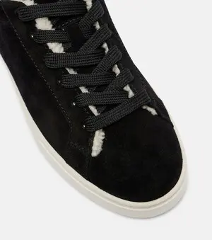 TOD'S Cassetta Shearling-lined Suede Sneakers - Black