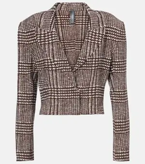 Norma Kamali Houndstooth Cropped Blazer