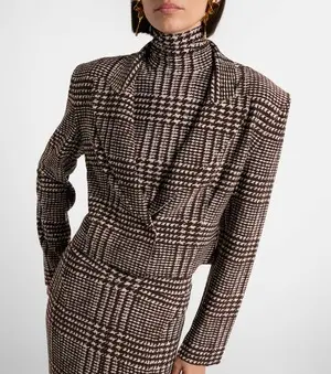 Norma Kamali Houndstooth Cropped Blazer