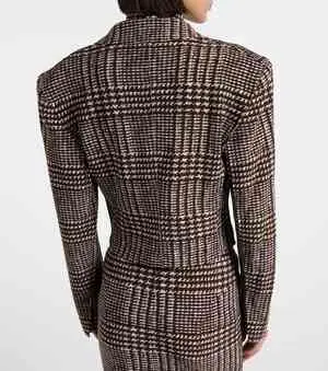 Norma Kamali Houndstooth Cropped Blazer