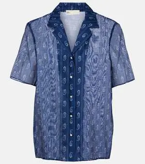 Tory Burch Printed Cotton And Silk Shirt