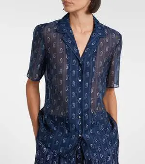 Tory Burch Printed Cotton And Silk Shirt
