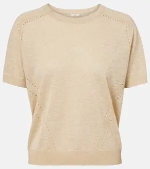JOSEPH Lille Knitted Lamé Top - Gold