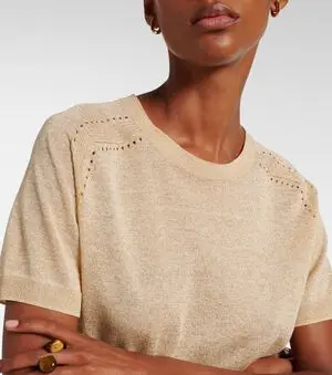 JOSEPH Lille Knitted Lamé Top - Gold