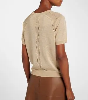 JOSEPH Lille Knitted Lamé Top - Gold