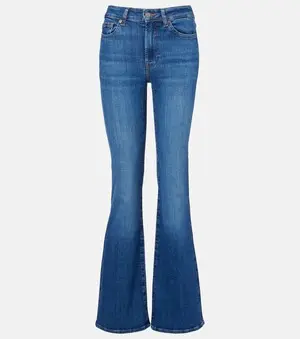 7 For All Mankind Leggy Bootcut Jeans In Carbon Storm - Blue