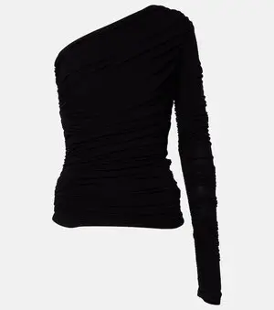 AGOLDE Annette Asymmetrical Ruched Top Black