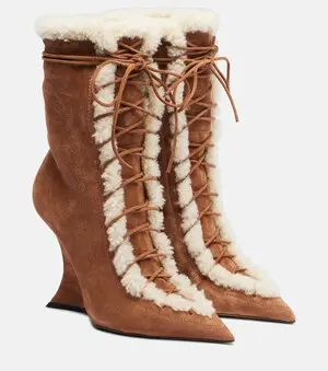 Paris Texas Nina 105 Suede Wedge Boots - Brown