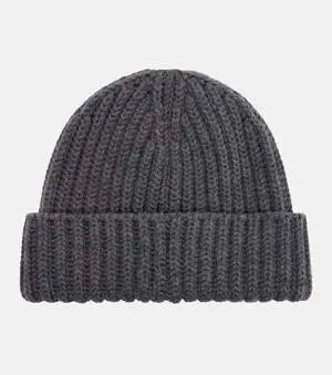 Prada Logo Ribbed-knit Wool And Cashmere Beanie