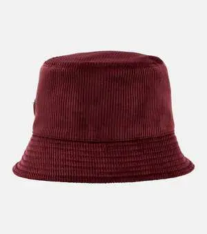 Prada Cotton Corduroy Bucket Hat - Burgundy