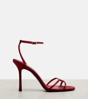 JIMMY CHOO Leo 100 Satin Sandals - Red