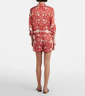Poupette St Barth Isabelle Printed High-rise Shorts - Red