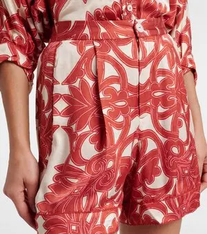 Poupette St Barth Isabelle Printed High-rise Shorts - Red