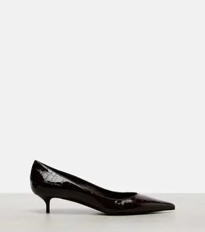 JIMMY CHOO Amelia 35 Croc-effect Leather Pumps - Brown