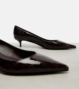 JIMMY CHOO Amelia 35 Croc-effect Leather Pumps - Brown