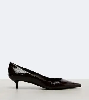 JIMMY CHOO Amelia 35 Croc-effect Leather Pumps - Brown