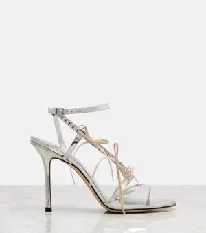 JIMMY CHOO Lula 100 Metallic Leather Sandals - Silver