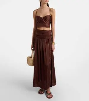 Poupette St Barth Palmire Satin Crop Top