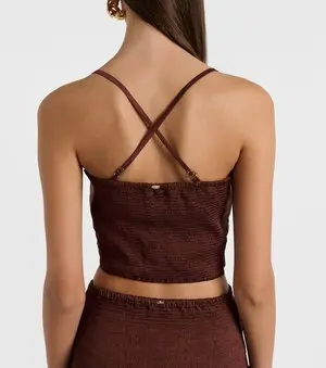 Poupette St Barth Palmire Satin Crop Top
