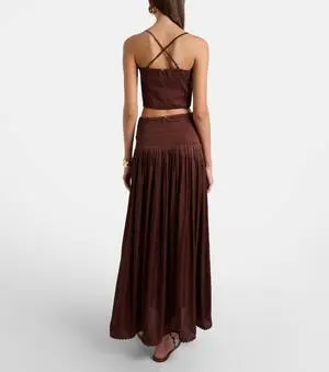 Poupette St Barth Carla Pleated Maxi Skirt