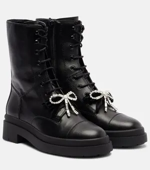 JIMMY CHOO Averi Bow-detail Leather Boots - Black