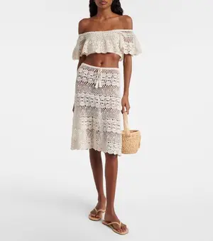 Anna Kosturova Marianne Crochet Cotton Midi Skirt