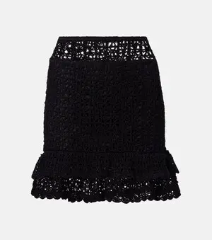 Anna Kosturova Crochet Cotton Miniskirt - Black