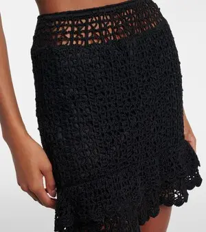 Anna Kosturova Crochet Cotton Miniskirt - Black