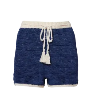 Anna Kosturova Crochet Cotton Shorts - Blue