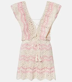 Anna Kosturova Melissa Crochet Cotton Minidress - White