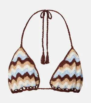 Anna Kosturova Chevron Crochet Bikini Top - Multicoloured