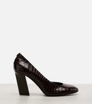 JIMMY CHOO Farren 85 Croc-effect Leather Pumps