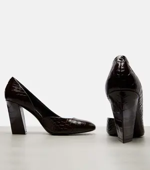 JIMMY CHOO Farren 85 Croc-effect Leather Pumps