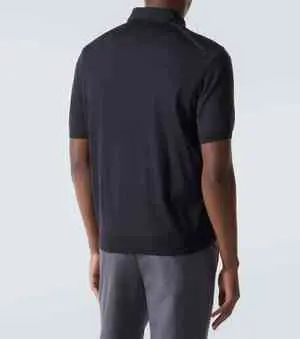 Prada Logo Virgin Wool Polo Shirt - Blue