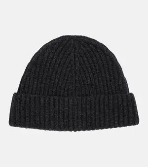 Loewe Anagram Ribbed Cashmere Beanie - Black