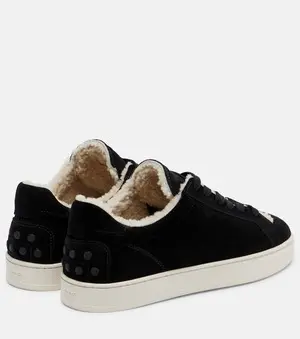 TOD'S Cassetta Shearling-lined Suede Sneakers - Black